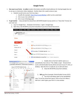 Fillable Online One way to use Forms: to collect student information ...