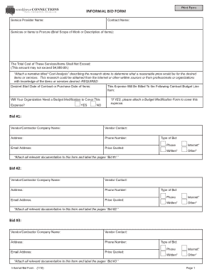 Fillable Online Informal BId form Fax Email Print - pdfFiller