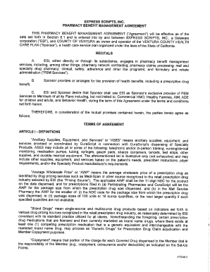 Fillable Online THIS PHARMACY BENEFIT MANAGEMENT AGREEMENT ("Agreement ...