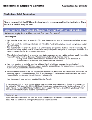 Fillable Online Residential Support Scheme Fax Email Print - pdfFiller