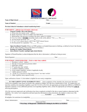 Fillable Online TRANSFER ELIGIBILITY CHECKLIST Fax Email Print - pdfFiller