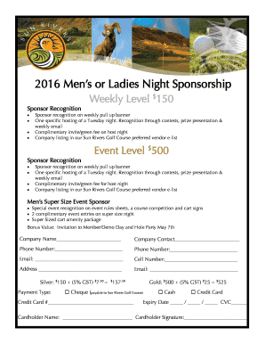 Fillable Online Sponsor recognition on weekly pull up banner Fax Email ...