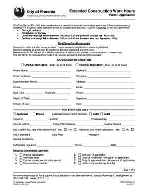 Fillable Online Extended Construction Work Hours - City of Phoenix Fax ...