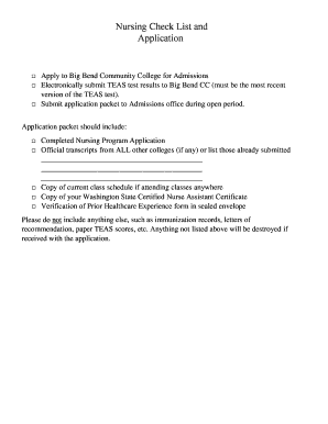 Fillable Online Nursing Check List and Fax Email Print - pdfFiller