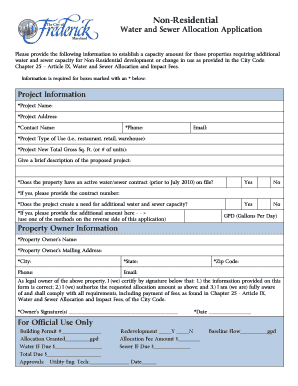 Fillable Online Water and Sewer Allocation Application Fax Email Print ...