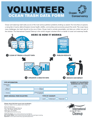 Fillable Online OCEAN TRASH DATA FORM Fax Email Print - pdfFiller