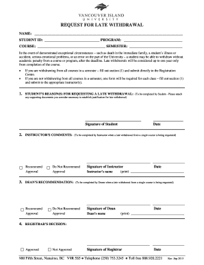 Fillable Online REQUEST FOR LATE WITHDRAWAL Fax Email Print - pdfFiller