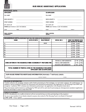 Fillable Online OUR HOUSE ASSISTANCE APPLICATION Fax Email Print ...