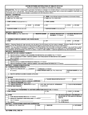 Fillable Online VICTIM/WITNESS NOTIFICATION OF INMATE STATUS Fax Email ...