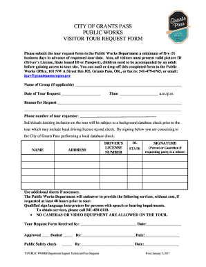 Fillable Online VISITOR TOUR REQUEST FORM Fax Email Print - pdfFiller