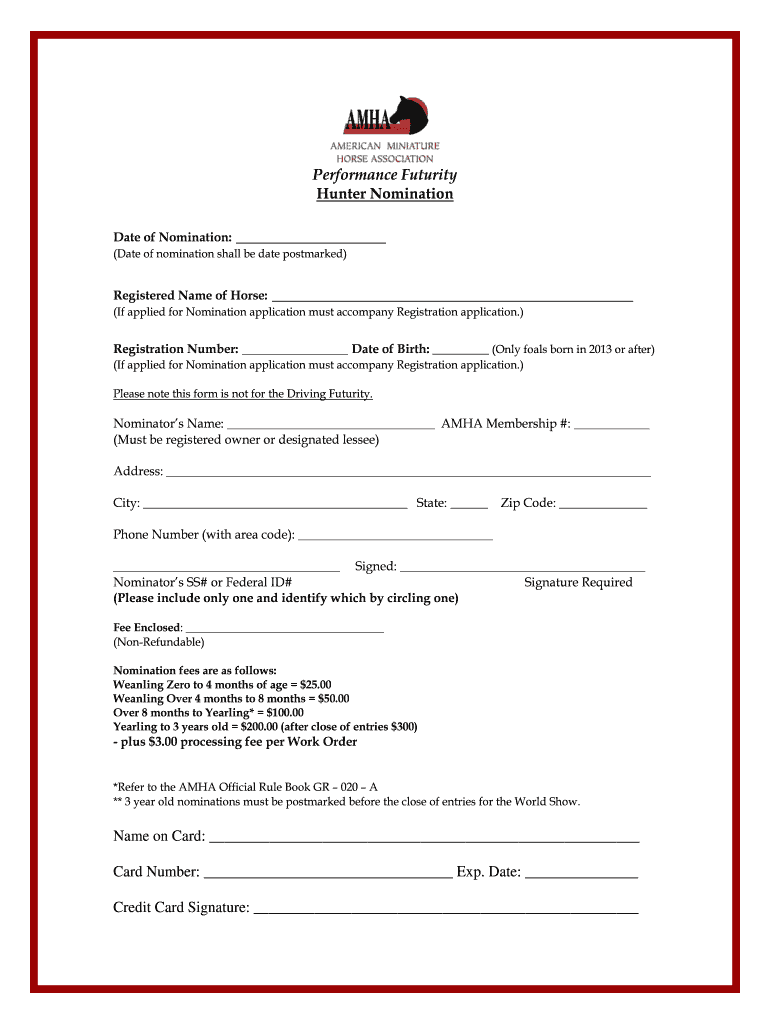 Fillable Online Hunter Nomination Fax Email Print - pdfFiller