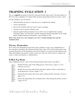 Fillable Online Training Evaluation 1 Fax Email Print - pdfFiller
