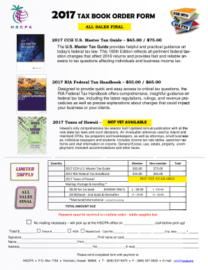 Fillable Online 2017 TAX BOOK ORDER FORM Fax Email Print - pdfFiller