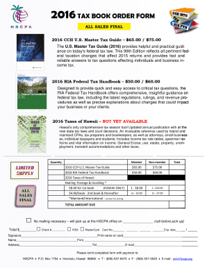 Fillable Online 2016 TAX BOOK ORDER FORM Fax Email Print - pdfFiller