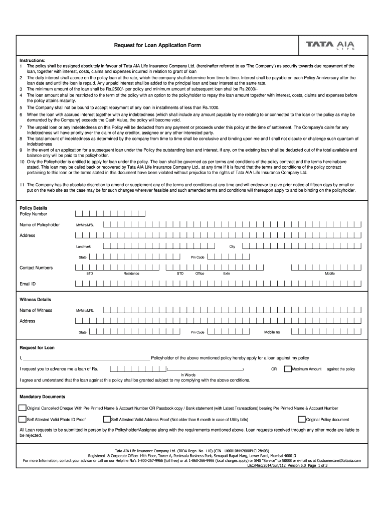Fillable Online Request for Loan Application Form Fax Email Print ...