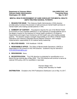 Fillable Online VHA DIRECTIVE 1167 Fax Email Print - pdfFiller