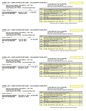 Fillable Online FORM LST-1 EMPLOYER'S RETURN - CALENDAR YEAR 2017 Fax ...
