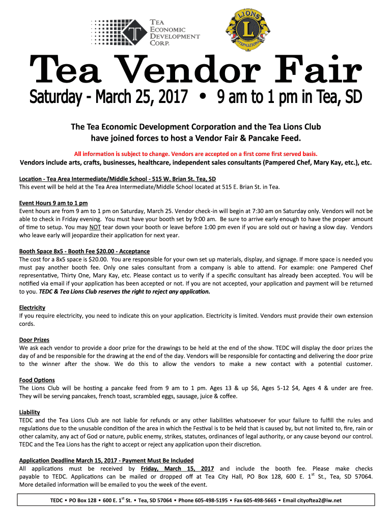 Fillable Online The Tea Economic Development Corporation and the Tea ...