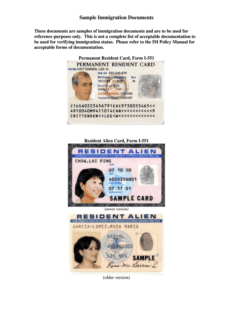 Fillable Online Sample Immigration Documents Fax Email Print - pdfFiller