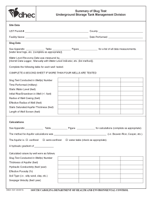 Fillable Online Summary of Slug Test Fax Email Print - pdfFiller