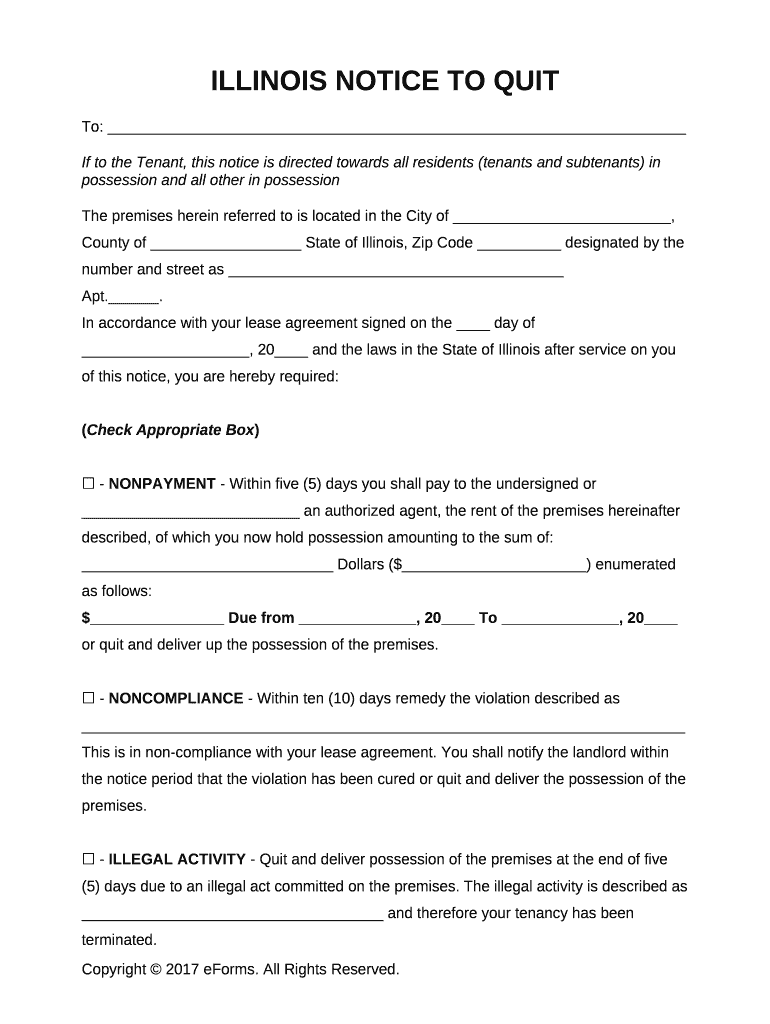 ILLINOIS NOTICE TO QUIT Doc Template | pdfFiller