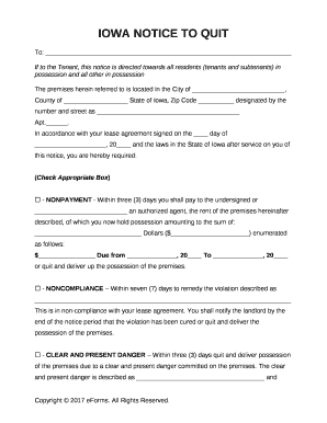 IOWA NOTICE TO QUIT Doc Template | pdfFiller