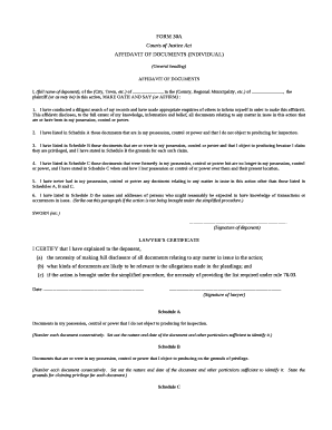 affidavit of documents (individual) Doc Template | pdfFiller