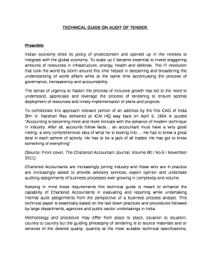 TECHNICAL GUIDE ON AUDIT OF TENDER Doc Template | pdfFiller