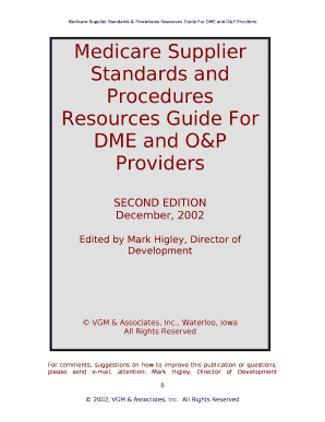 Medicare Supplier Standards and Procedures Resources Guide For DME and ...