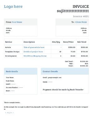 Fillable Online Invoice #001 Fax Email Print - pdfFiller