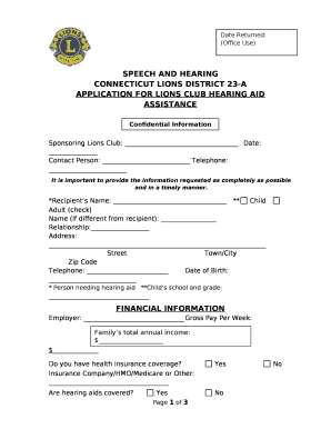 SPEECH AND HEARING Doc Template | pdfFiller