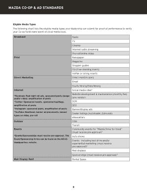 Fillable Online MAZDA CO-OP & AD STANDARDS Fax Email Print - pdfFiller