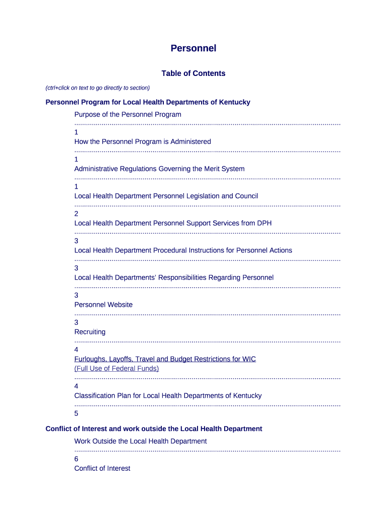 Personnel Program for Local Health Departments of Kentucky Doc Template ...
