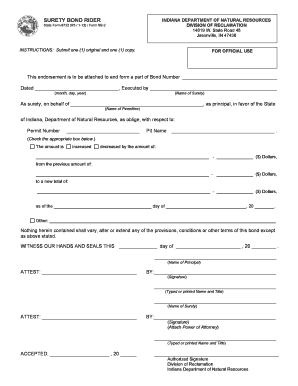 Fillable Online forms in SURETY BOND RIDER Fax Email Print - pdfFiller