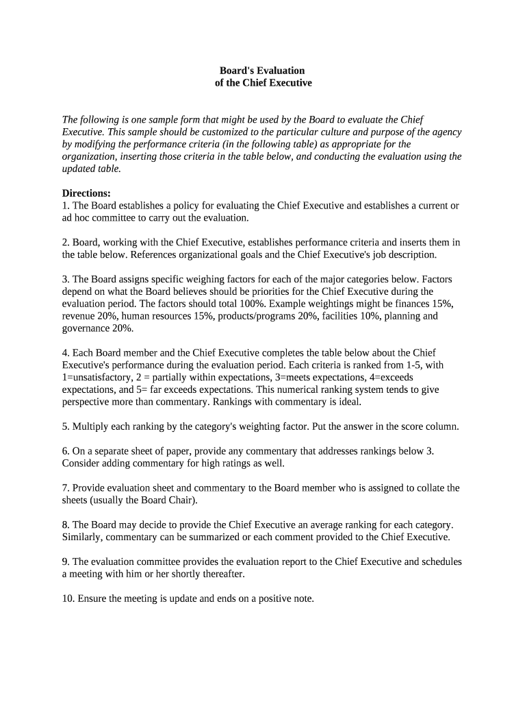 Board's Evaluation Doc Template | pdfFiller