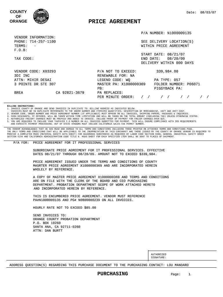 P/A NUMBER: N1000009135 Doc Template | pdfFiller