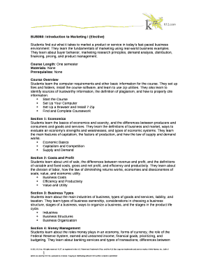 BUS060: Introduction to Marketing I (Elective) Doc Template | pdfFiller