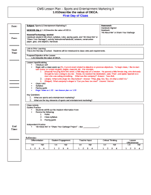 CMS Lesson Plan Sports and Entertainment Marketing II Doc Template ...
