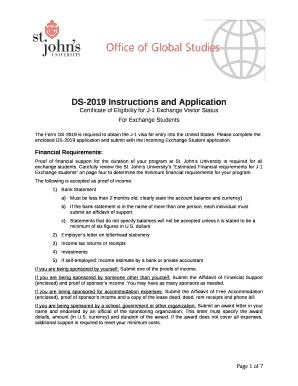 DS-2019 Instructions and Application Doc Template | pdfFiller