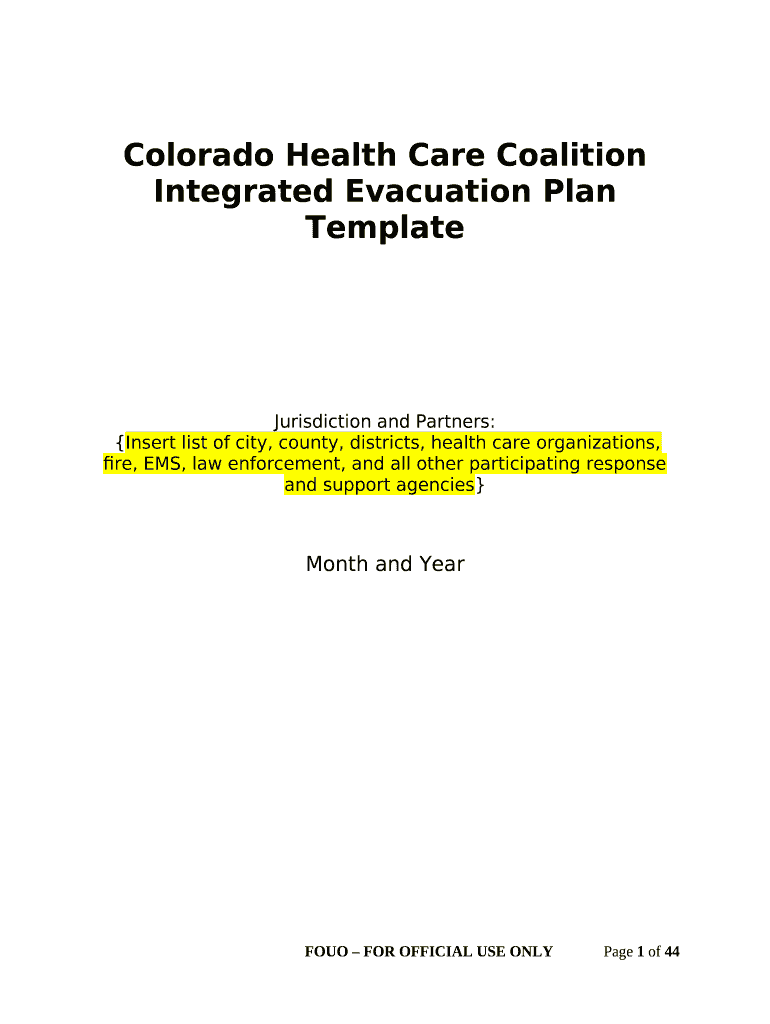 Colorado Health Care Coalition Integrated Evacuation Plan Template Doc ...