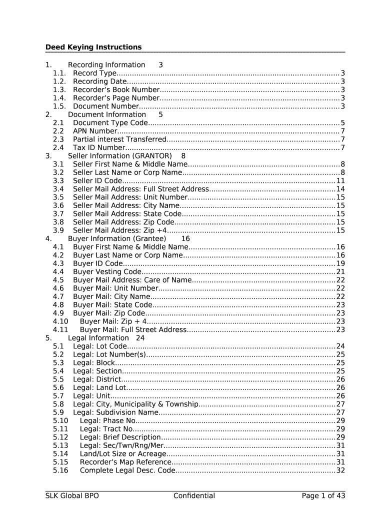Deed Keying Instructions Doc Template | pdfFiller