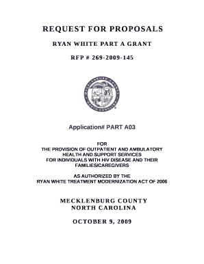 RYAN WHITE Part A Grant Doc Template | pdfFiller