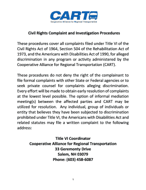 Fillable Online Civil Rights Complaint and Investigation Procedures Fax ...