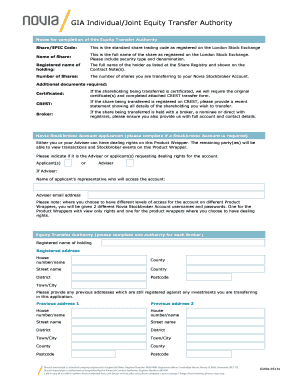 Fillable Online GIA Individual/Joint Equity Transfer Authority Fax ...