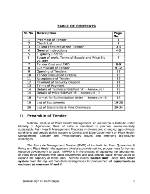 Preamble of Tender - niphm gov Doc Template | pdfFiller