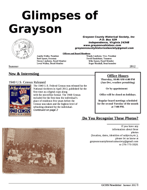 Glimpses of Grayson Doc Template | pdfFiller