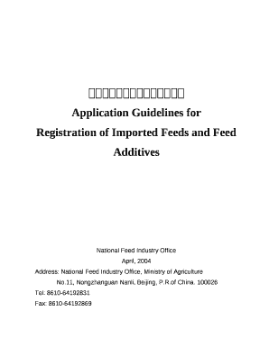 Registration of Imported Feeds and Feed Additives Doc Template | pdfFiller