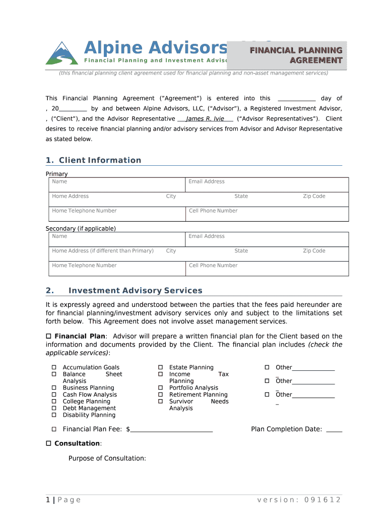 Alpine Advisors, LLC Doc Template | pdfFiller