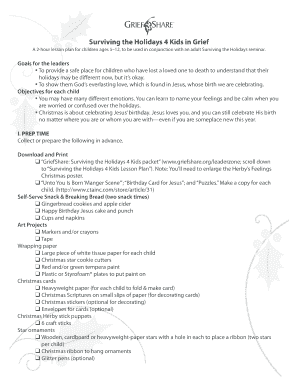 Fillable Online Surviving the Holidays 4 Kids in Grief Fax Email Print ...