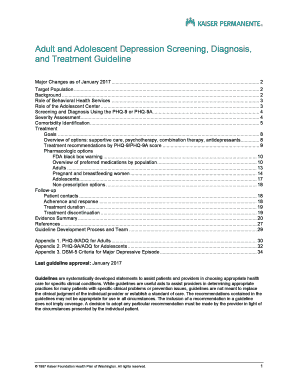 Fillable Online Adult and Adolescent Depression Screening, Diagnosis ...